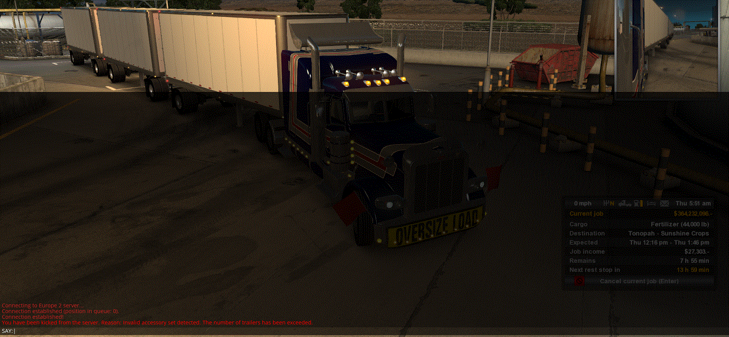 Kicked for TRIPLE Trailers; Primm, NV - Fixed - TruckersMP Forum