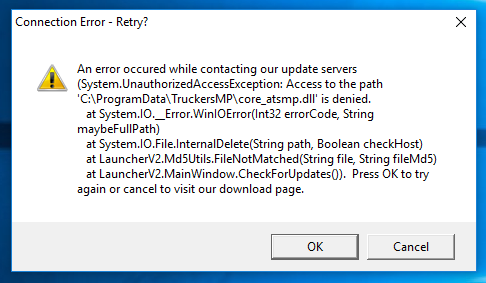 Start Up error? - Solved Topics - TruckersMP Forum