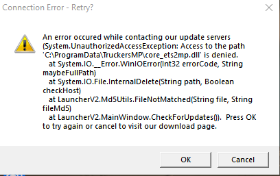 Error With Update Servers? - Solved Topics - TruckersMP Forum