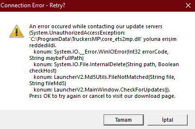 Connection Error-Retry ? Hatası - Çözülemeyen Konular - TruckersMP Forum