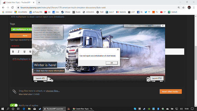 ATS multiplayer is dead: cannot inject core (initalization of client failed) - Unsolved Topics ...