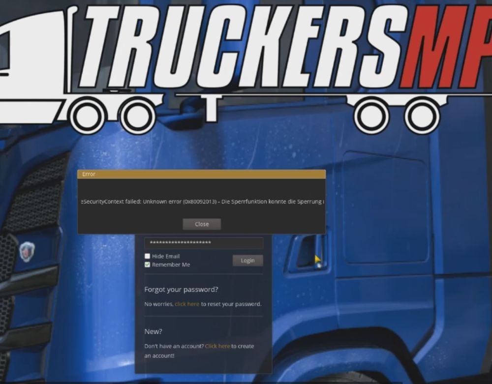 TruckersMP Login Fails - InitializeSecurityContext failed: Unknown error (0x80092012) or ...