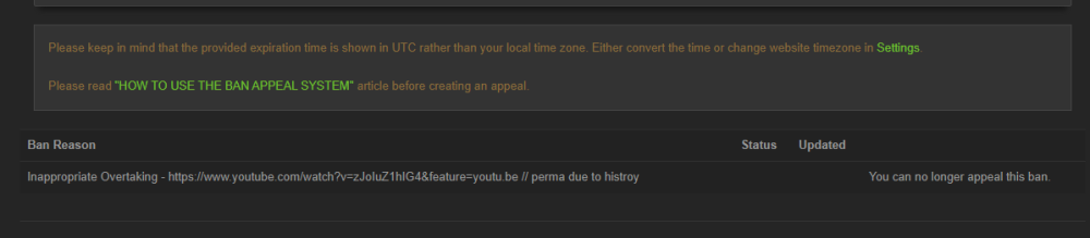 Problem with appealing perma ban due history - Unsolved Topics ...