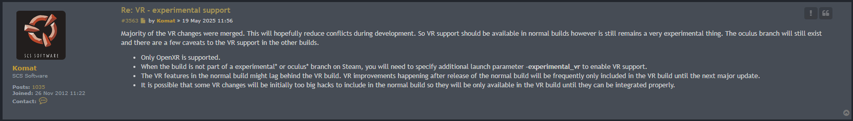 Add Support for OpenXR VR Mode in TMP After ETS2 1.55 Release ...